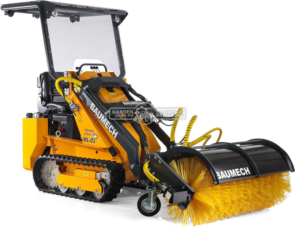 Универсальная машина мини-погрузчик Baumech ML-03 Pro + гидравлическая щётка 115 см. + каркас ...